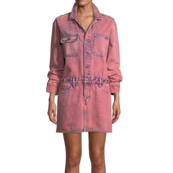 Current/Elliott | Dresses | Current Elliot Pink Acid Wash Denim Dress ...
